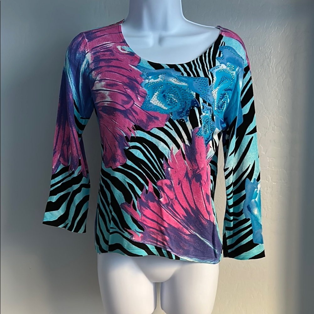 No. 016 Pierri New York Blue And Pink Graphic Fitted … - Gem